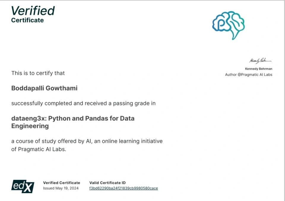 Graduated with a Data Engineering certificate | Gowthami boddapalli ... Graduated with a Data Engineering certificate | Gowthami boddapalli ...