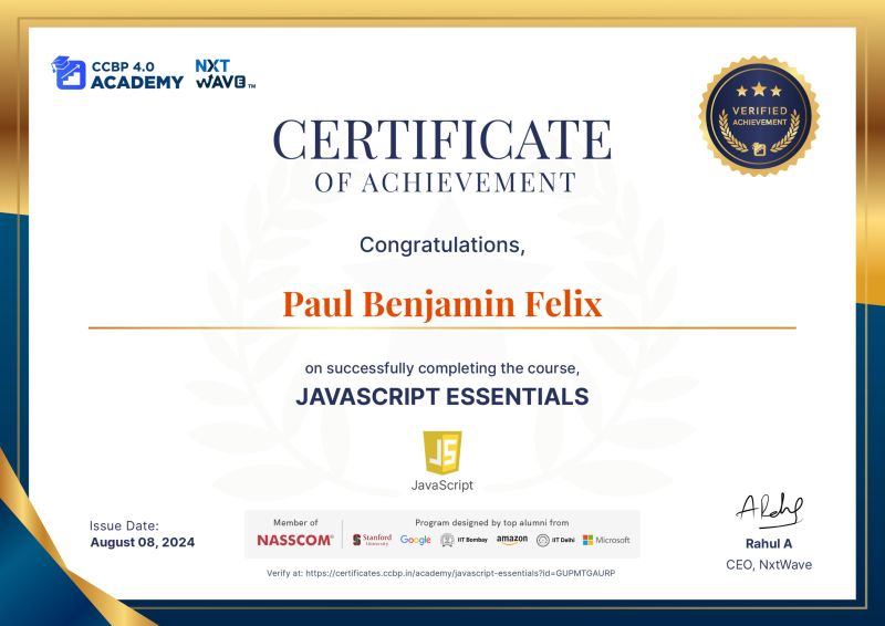 Paul Benjamin Felix. S on LinkedIn: #javascript #webdevelopment #coding ... Paul Benjamin Felix. S on LinkedIn: #javascript #webdevelopment #coding ...