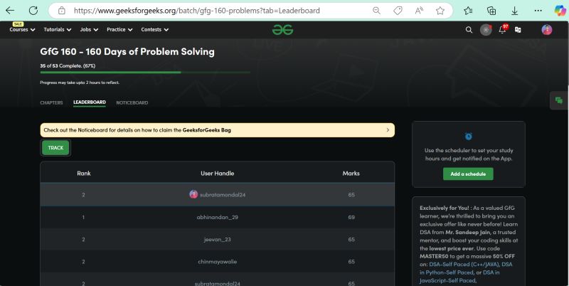 Subrata Mondal on LinkedIn: #gfg160 #geekstreak2024 #codingjourney # ... Subrata Mondal on LinkedIn: #gfg160 #geekstreak2024 #codingjourney # ...