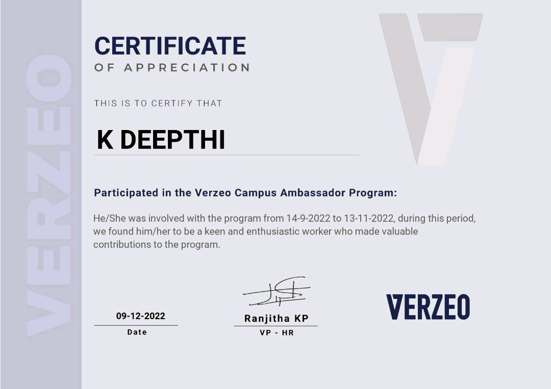Deepthi Deepu on LinkedIn: Appreciation certificate 🥰 participated in ... Deepthi Deepu on LinkedIn: Appreciation certificate 🥰 participated in ...