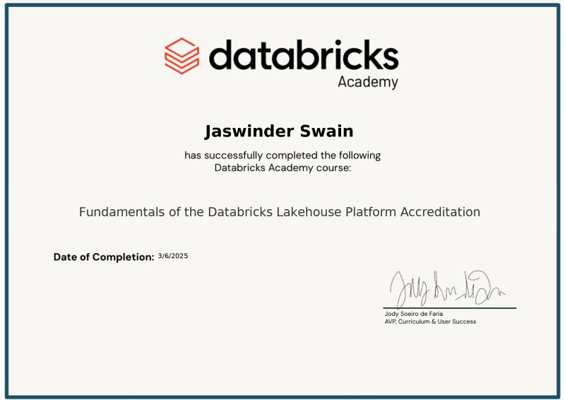 Excited to complete the Fundamentals of the Databricks Lakehouse ... Excited to complete the Fundamentals of the Databricks Lakehouse ...
