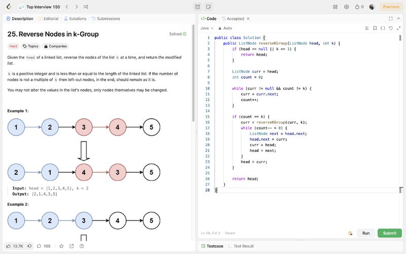 Resolved LeetCode problem for k-group nodes | Vivek Chaudhary posted on ... Resolved LeetCode problem for k-group nodes | Vivek Chaudhary posted on ...