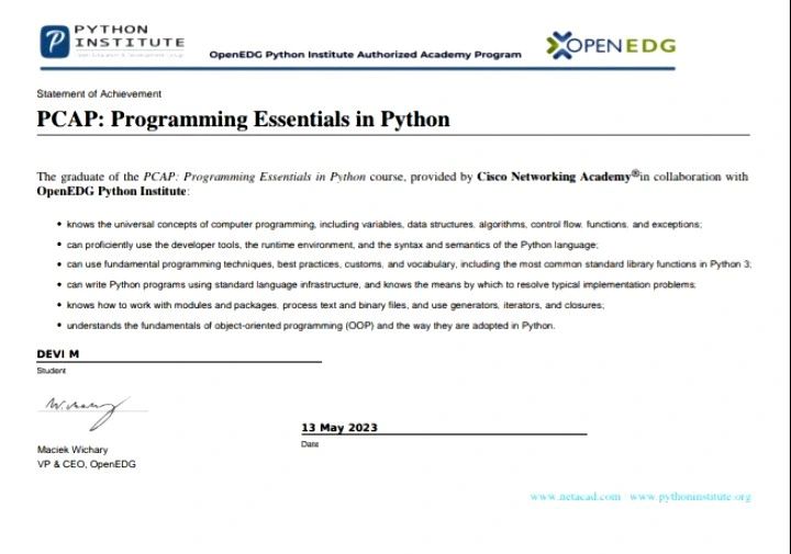 #pythonprogramming #pcap #codingskills #learningjourney… | Devi Murugan #pythonprogramming #pcap #codingskills #learningjourney… | Devi Murugan
