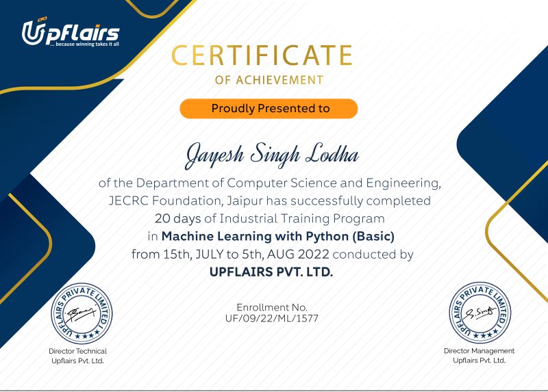 #machinelearning #python #training #certification #upflairs… | Jayesh ... #machinelearning #python #training #certification #upflairs… | Jayesh ...