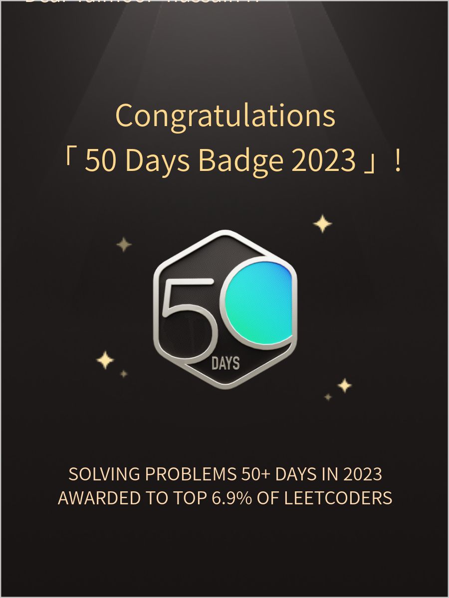 Taimoor Hussain on LinkedIn: #leetcode #codingjourney #achievementunlocked Taimoor Hussain on LinkedIn: #leetcode #codingjourney #achievementunlocked