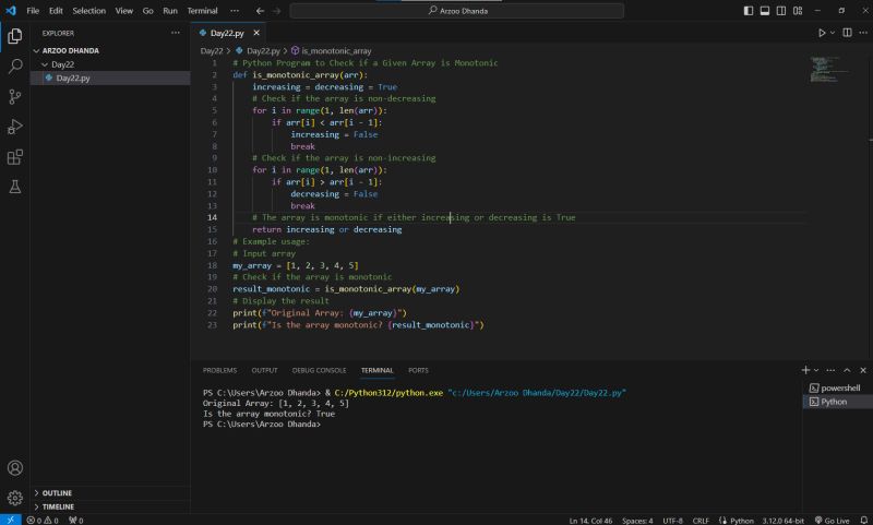 Day 22 challenge: Monotonic Array Checker | Arzoo Dhanda posted on the ... Day 22 challenge: Monotonic Array Checker | Arzoo Dhanda posted on the ...