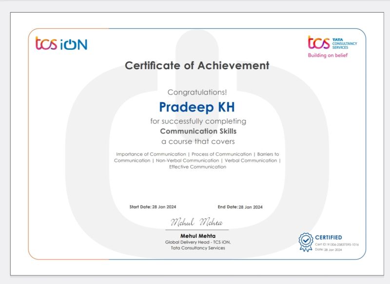 Pradeep KH on LinkedIn: #tcsion #tcs #communication # ... Pradeep KH on LinkedIn: #tcsion #tcs #communication # ...