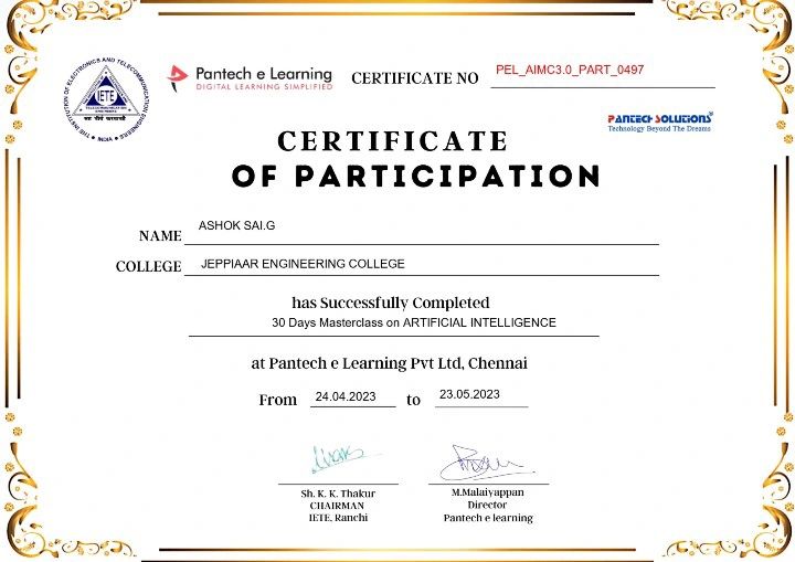 ASHOK SAI G on LinkedIn: #learning #artificialintelligence #coding # ... ASHOK SAI G on LinkedIn: #learning #artificialintelligence #coding # ...