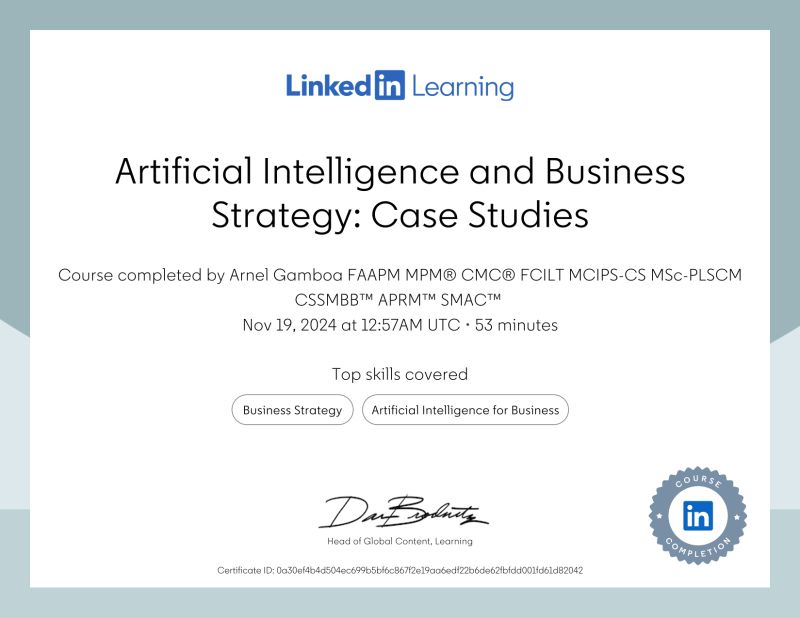 Arnel Gamboa FAAPM MPM® CMC® FCILT MCIPS-CS MSc-PLSCM CSSMBB™ APRM ... Arnel Gamboa FAAPM MPM® CMC® FCILT MCIPS-CS MSc-PLSCM CSSMBB™ APRM ...