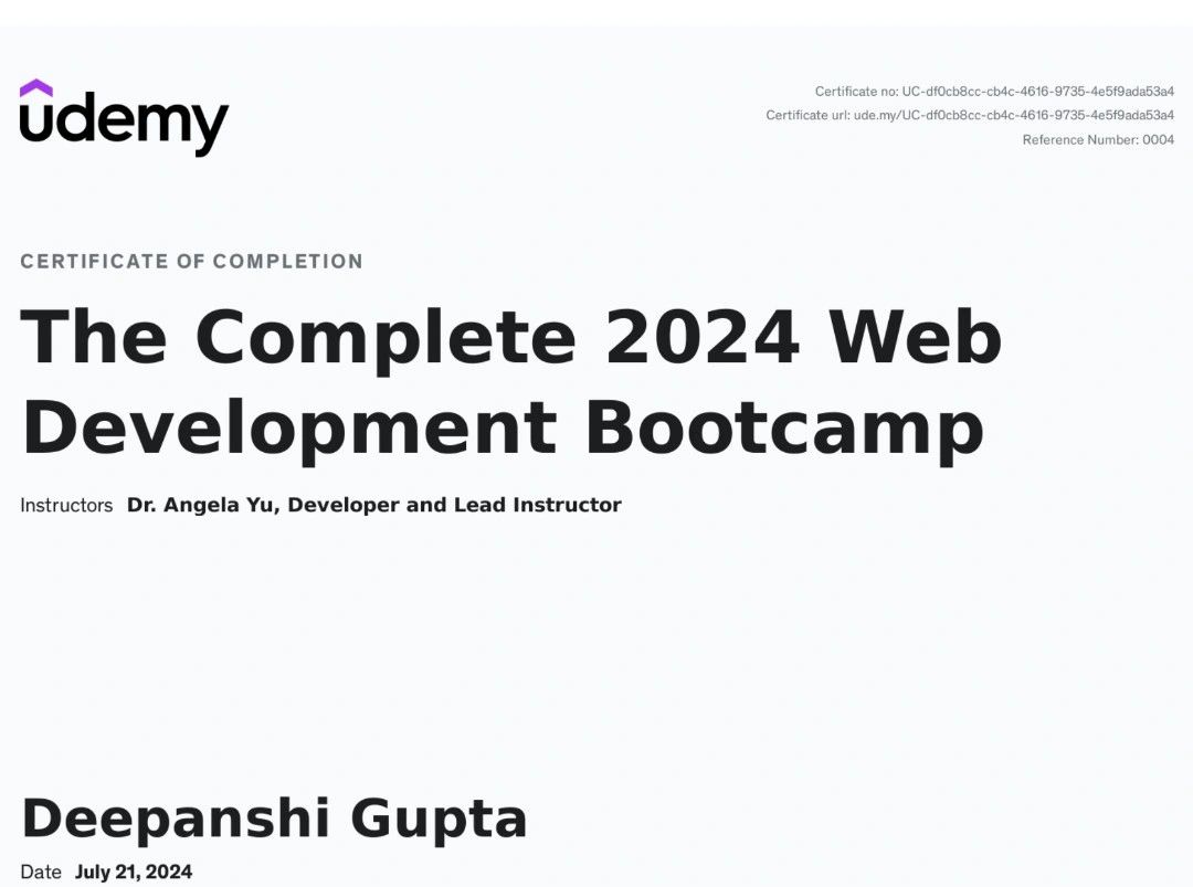 Completed Web Development Bootcamp! | Deepanshi Gupta posted on the ... Completed Web Development Bootcamp! | Deepanshi Gupta posted on the ...