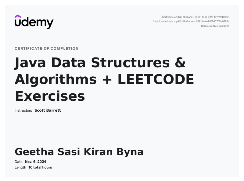 GEETHA SASI KIRAN BYNA on LinkedIn: #java #datastructures #algorithms # ... GEETHA SASI KIRAN BYNA on LinkedIn: #java #datastructures #algorithms # ...