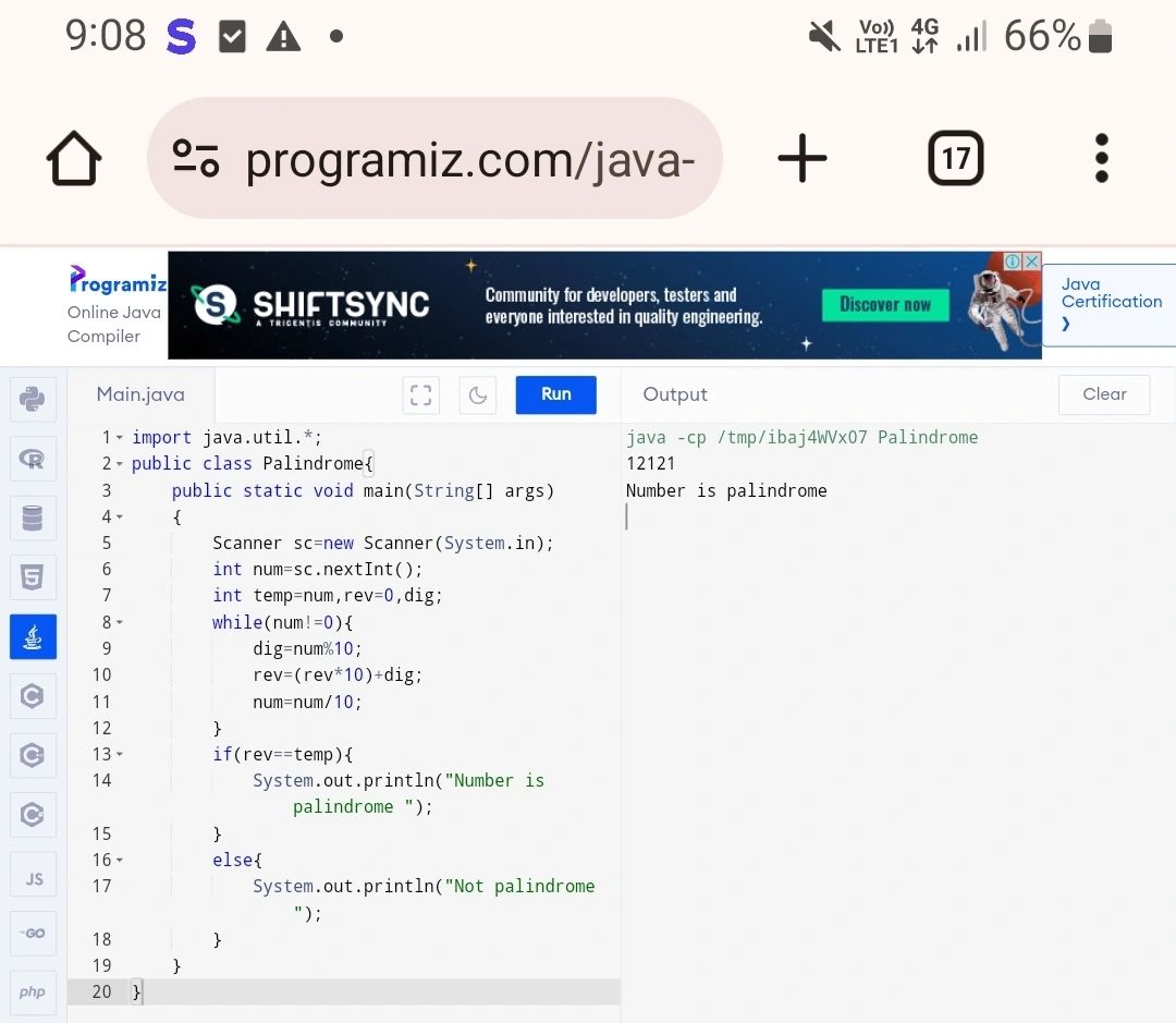 Usmaan Ansari on LinkedIn: #100daysofcode #palindrome #java # ... Usmaan Ansari on LinkedIn: #100daysofcode #palindrome #java # ...