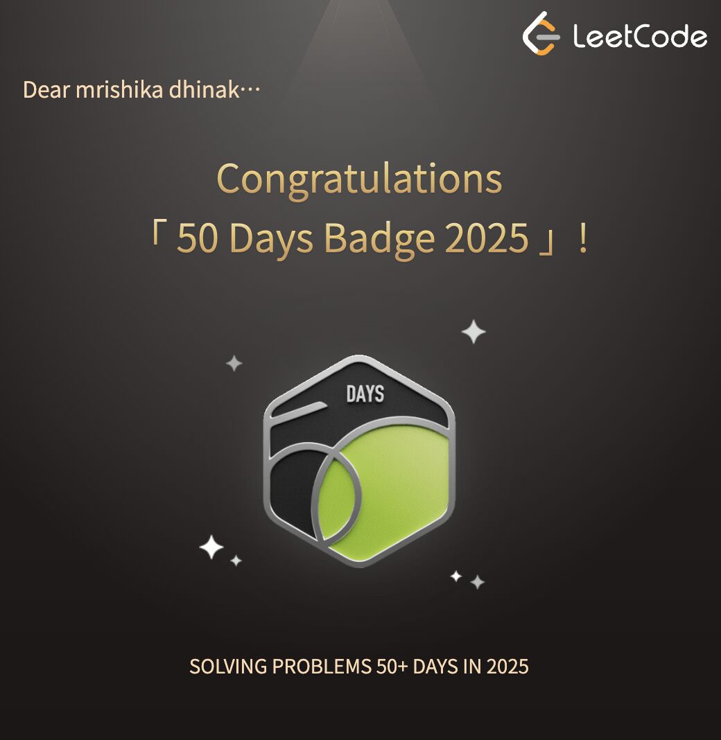 #leetcode #coding #dsa #milestone #keepgrinding #neversettle | Mrishika ... #leetcode #coding #dsa #milestone #keepgrinding #neversettle | Mrishika ...