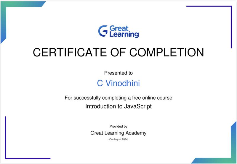 C Vinodhini on LinkedIn: #javascript #codingjourney #webdevelopment # ... C Vinodhini on LinkedIn: #javascript #codingjourney #webdevelopment # ...