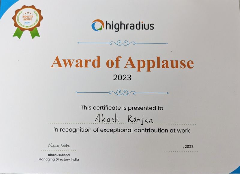AKASH RANJAN on LinkedIn: #highradius | 20 comments AKASH RANJAN on LinkedIn: #highradius | 20 comments