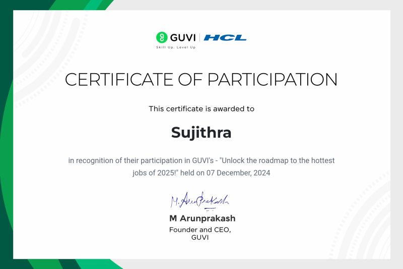 Sujithra Baskaran on LinkedIn: #guvi #careerdevelopment # ... Sujithra Baskaran on LinkedIn: #guvi #careerdevelopment # ...