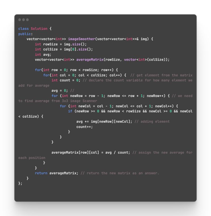 Leetcode problem: 661 Image Smoother | Ravi Gangwar posted on the topic ... Leetcode problem: 661 Image Smoother | Ravi Gangwar posted on the topic ...