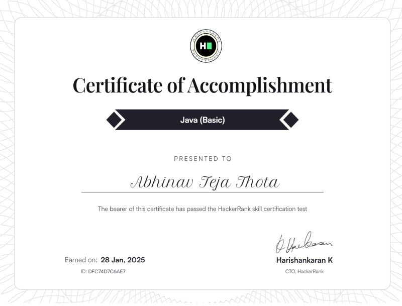 Abhinav Teja Thota on LinkedIn: #java #coding #programming #hackerrank ... Abhinav Teja Thota on LinkedIn: #java #coding #programming #hackerrank ...