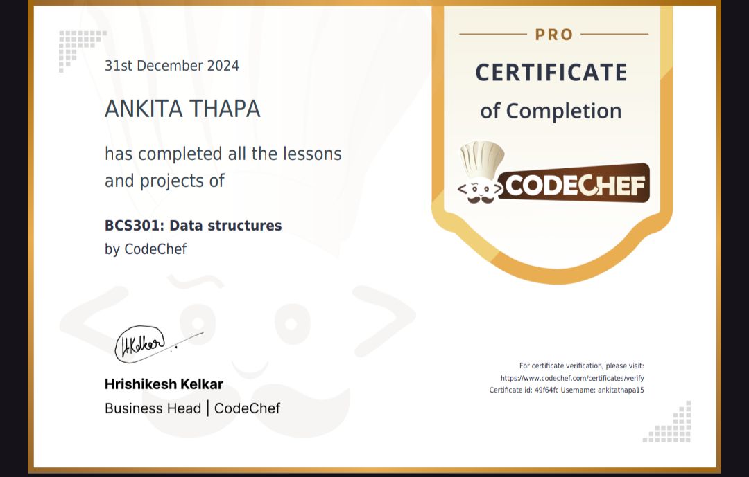 Ankita Thapa on LinkedIn: #codechef #competitiveprogramming # ... Ankita Thapa on LinkedIn: #codechef #competitiveprogramming # ...