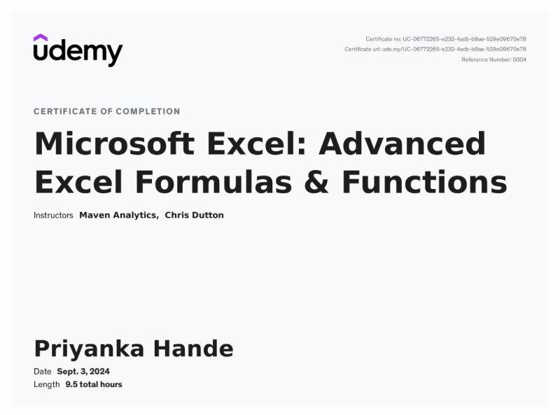 PRIYANKA HANDE on LinkedIn: #udemy #excel PRIYANKA HANDE on LinkedIn: #udemy #excel