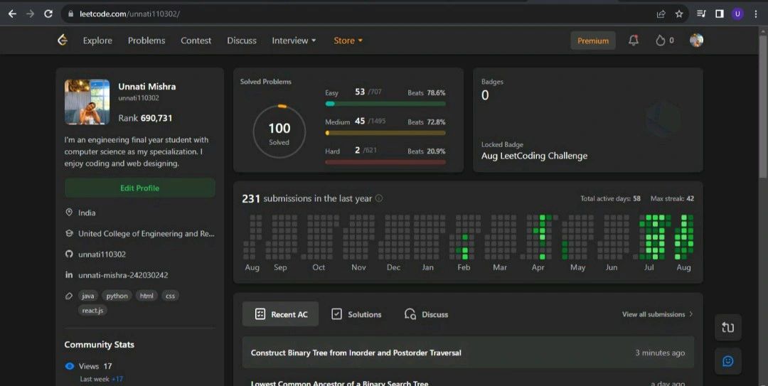 Unnati Mishra on LinkedIn: #dsa #leetcode #coding #consistency | 18 ... Unnati Mishra on LinkedIn: #dsa #leetcode #coding #consistency | 18 ...
