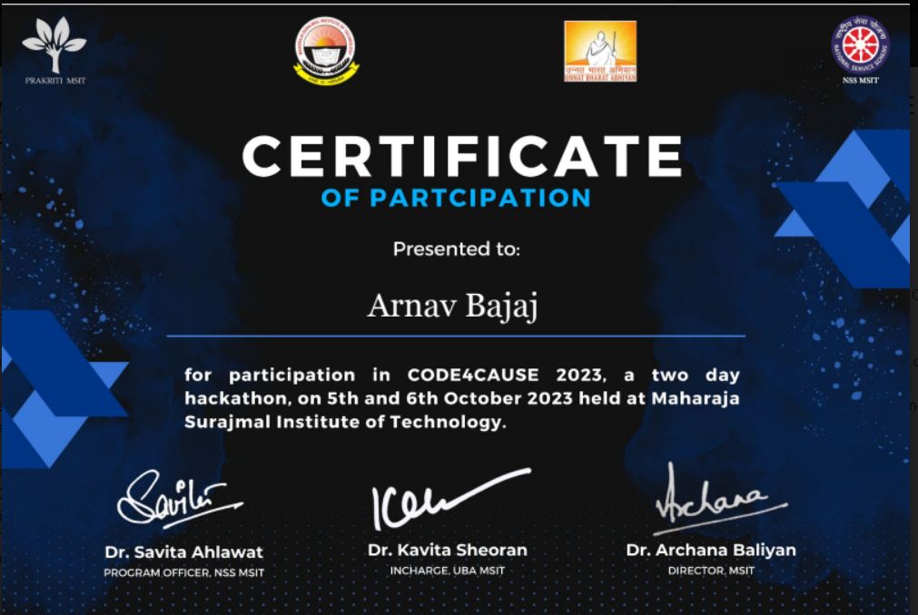 Arnav Bajaj on LinkedIn: #code4cause #hackathon #teamwork #coding ... Arnav Bajaj on LinkedIn: #code4cause #hackathon #teamwork #coding ...
