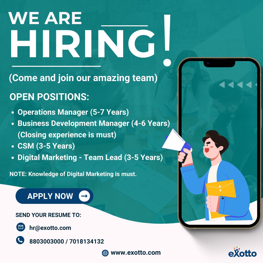 Exotto on LinkedIn: Hiring!!! Hiteshi Arora Rahul Patyal Exotto on LinkedIn: Hiring!!! Hiteshi Arora Rahul Patyal