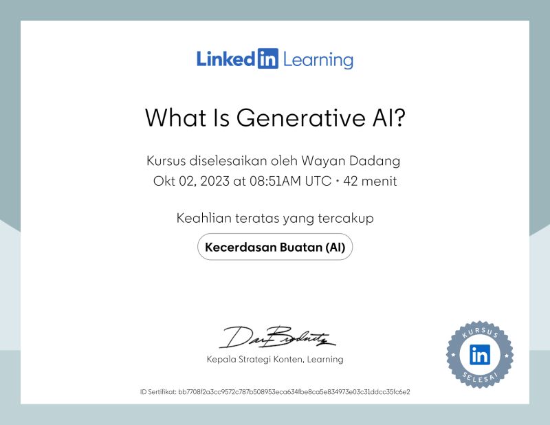 Wayan Dadang on LinkedIn: Certificate of Completion Wayan Dadang on LinkedIn: Certificate of Completion