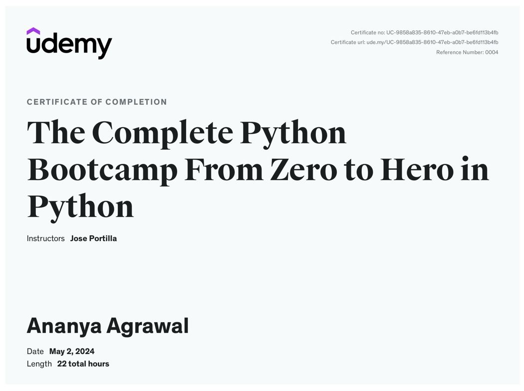 Ananya Agrawal on LinkedIn: #python #coding #learning #udemy # ... Ananya Agrawal on LinkedIn: #python #coding #learning #udemy # ...