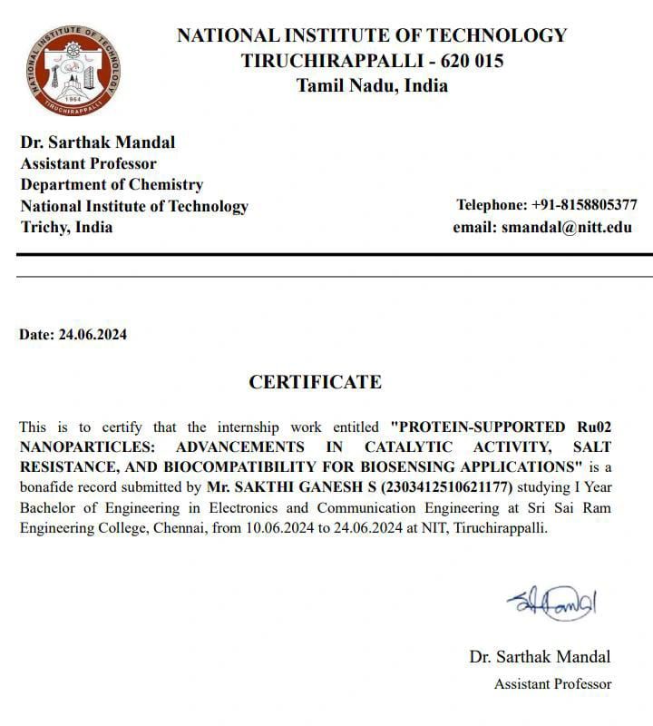 Sakthi Ganesh S on LinkedIn: Thrilled to have completed my internship ... Sakthi Ganesh S on LinkedIn: Thrilled to have completed my internship ...