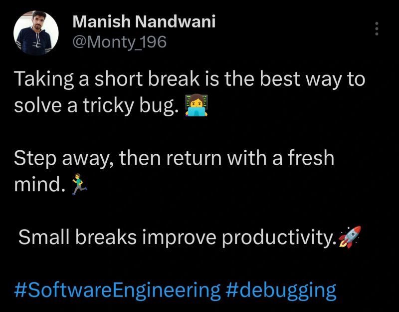 Manish Nandwani on LinkedIn: #softwareengineer #debugging #developement Manish Nandwani on LinkedIn: #softwareengineer #debugging #developement