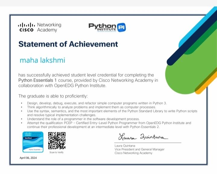 Mahalakshmi S on LinkedIn: #cisco #mooccourse #python #pythonessentials ... Mahalakshmi S on LinkedIn: #cisco #mooccourse #python #pythonessentials ...