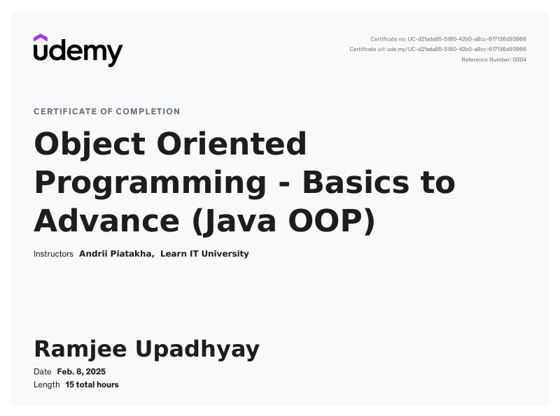 Ramjee Upadhyay on LinkedIn: #java #objectorientedprogramming # ... Ramjee Upadhyay on LinkedIn: #java #objectorientedprogramming # ...