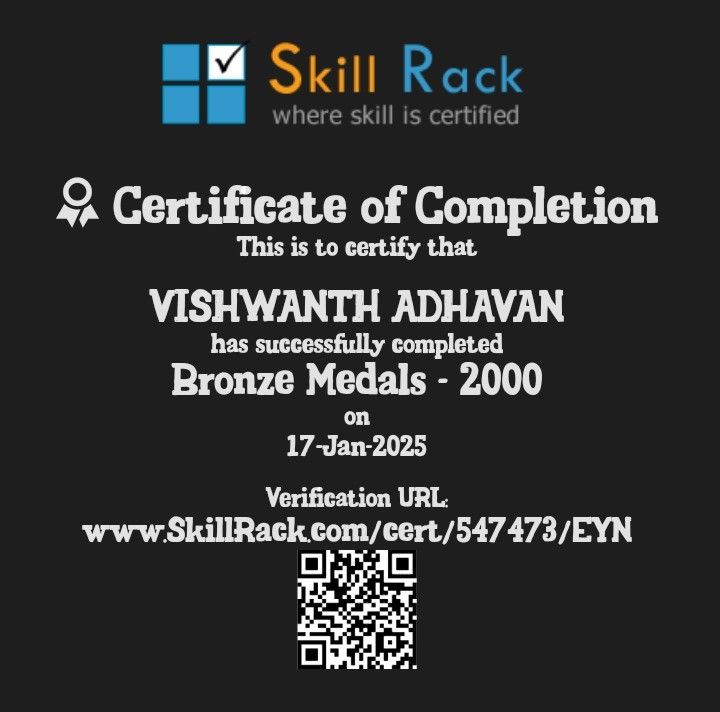 Vishwanth Adhavan on LinkedIn: #gratitude #learningjourney #skillrack # ... Vishwanth Adhavan on LinkedIn: #gratitude #learningjourney #skillrack # ...