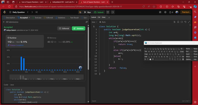 Aditya Bakshi on LinkedIn: I solved POD sum of square numbers LeetCode ... Aditya Bakshi on LinkedIn: I solved POD sum of square numbers LeetCode ...
