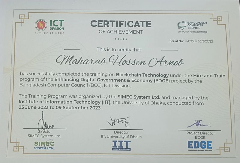 Receiving Blockchain Development Certificate By Bangladesh Government's ... Receiving Blockchain Development Certificate By Bangladesh Government's ...