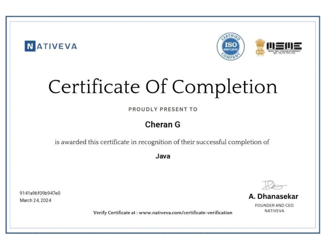 Cheran G on LinkedIn: #java #certification #professionaldevelopment Cheran G on LinkedIn: #java #certification #professionaldevelopment