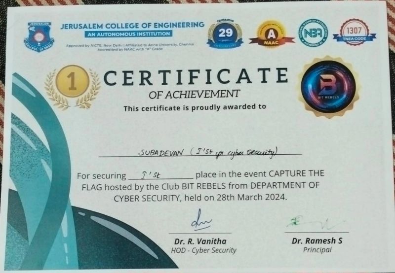 #ctf #cybersecurity | Subadevan C #ctf #cybersecurity | Subadevan C