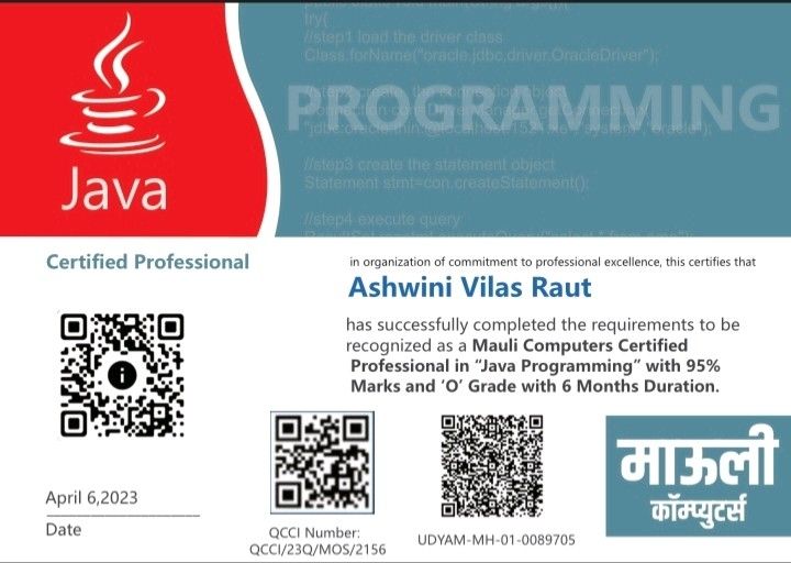 Ashwini Raut on LinkedIn: #java #javaprogramming #javacertification Ashwini Raut on LinkedIn: #java #javaprogramming #javacertification