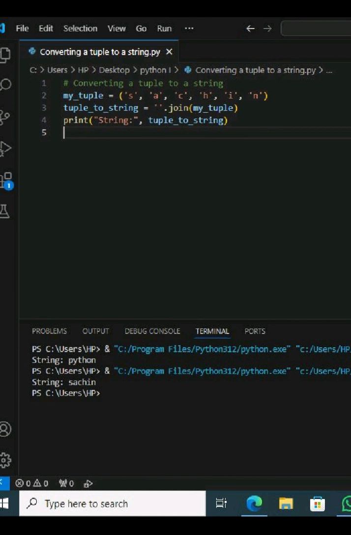 How to convert a tuple into a string in Python | Yogesh choudhary ... How to convert a tuple into a string in Python | Yogesh choudhary ...