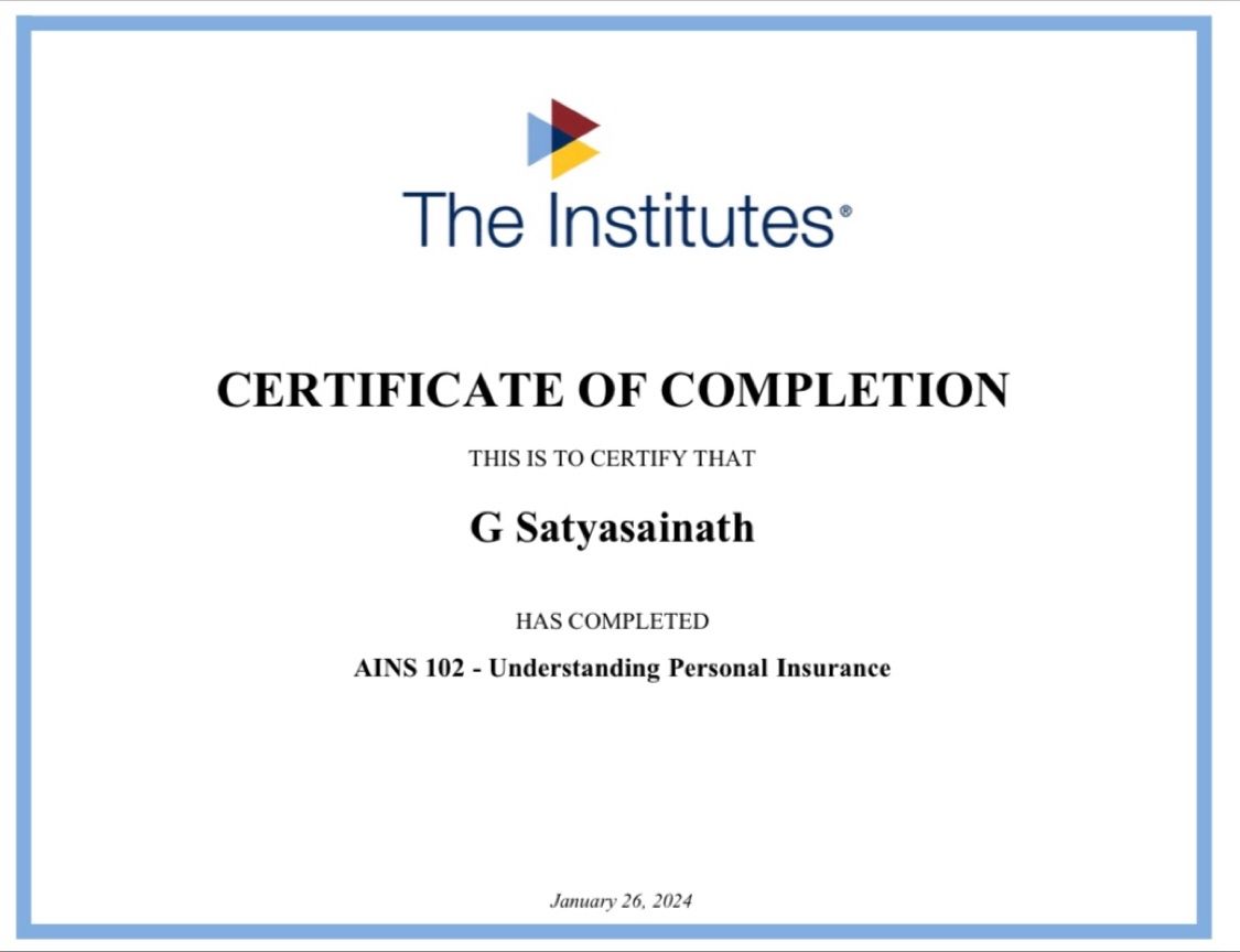 #chubb #insurance #certificationachievement | Gembali Satyasainath #chubb #insurance #certificationachievement | Gembali Satyasainath