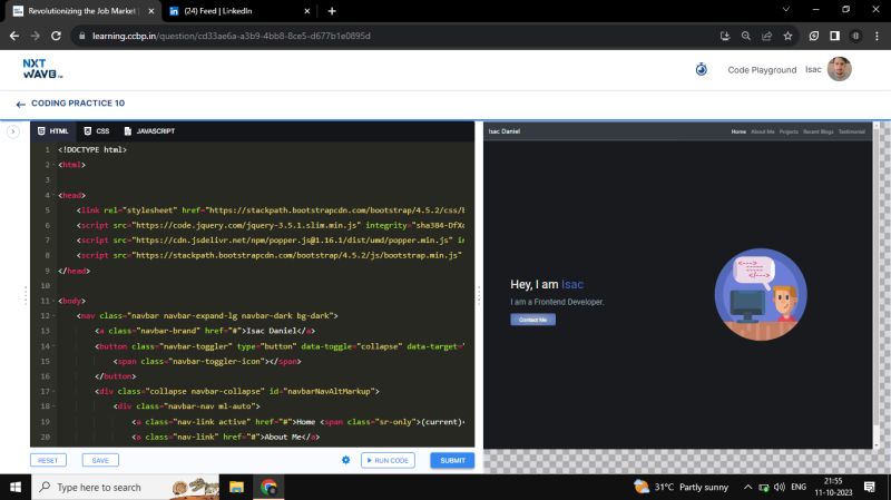 Isac Daniel on LinkedIn: #learningprogress #html #css #bootstrap #day12 ... Isac Daniel on LinkedIn: #learningprogress #html #css #bootstrap #day12 ...