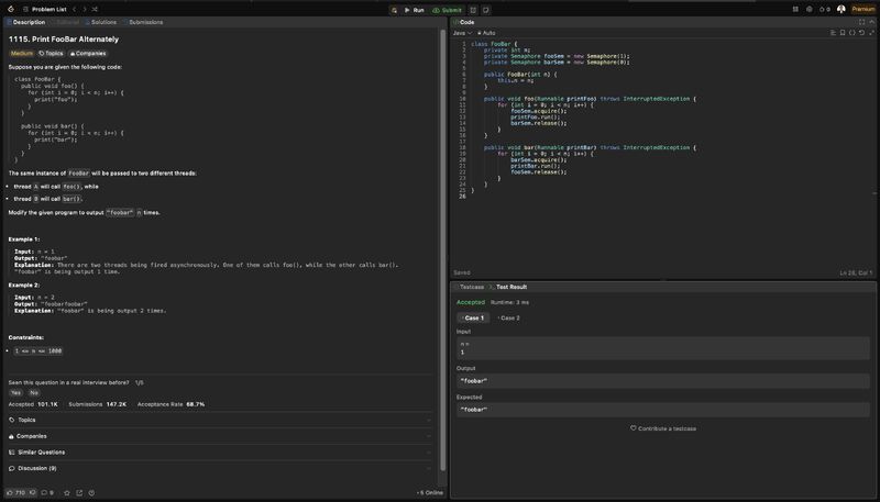 #100daysofcode #leetcode #100daysofdsa #concurrency #multithreading # ... #100daysofcode #leetcode #100daysofdsa #concurrency #multithreading # ...