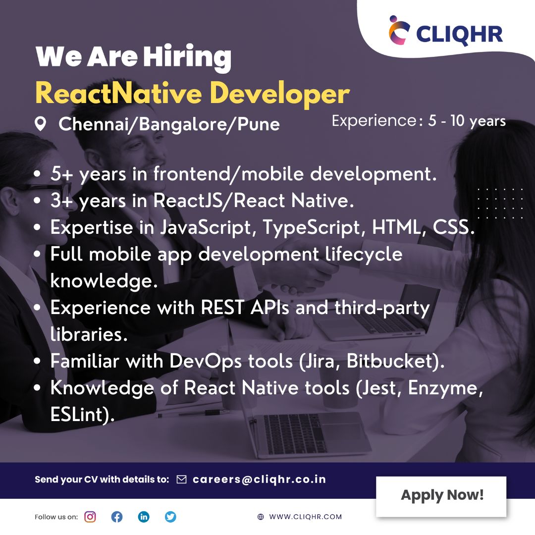 CLIQHR Recruitment Services on LinkedIn: #reactnative # ... CLIQHR Recruitment Services on LinkedIn: #reactnative # ...