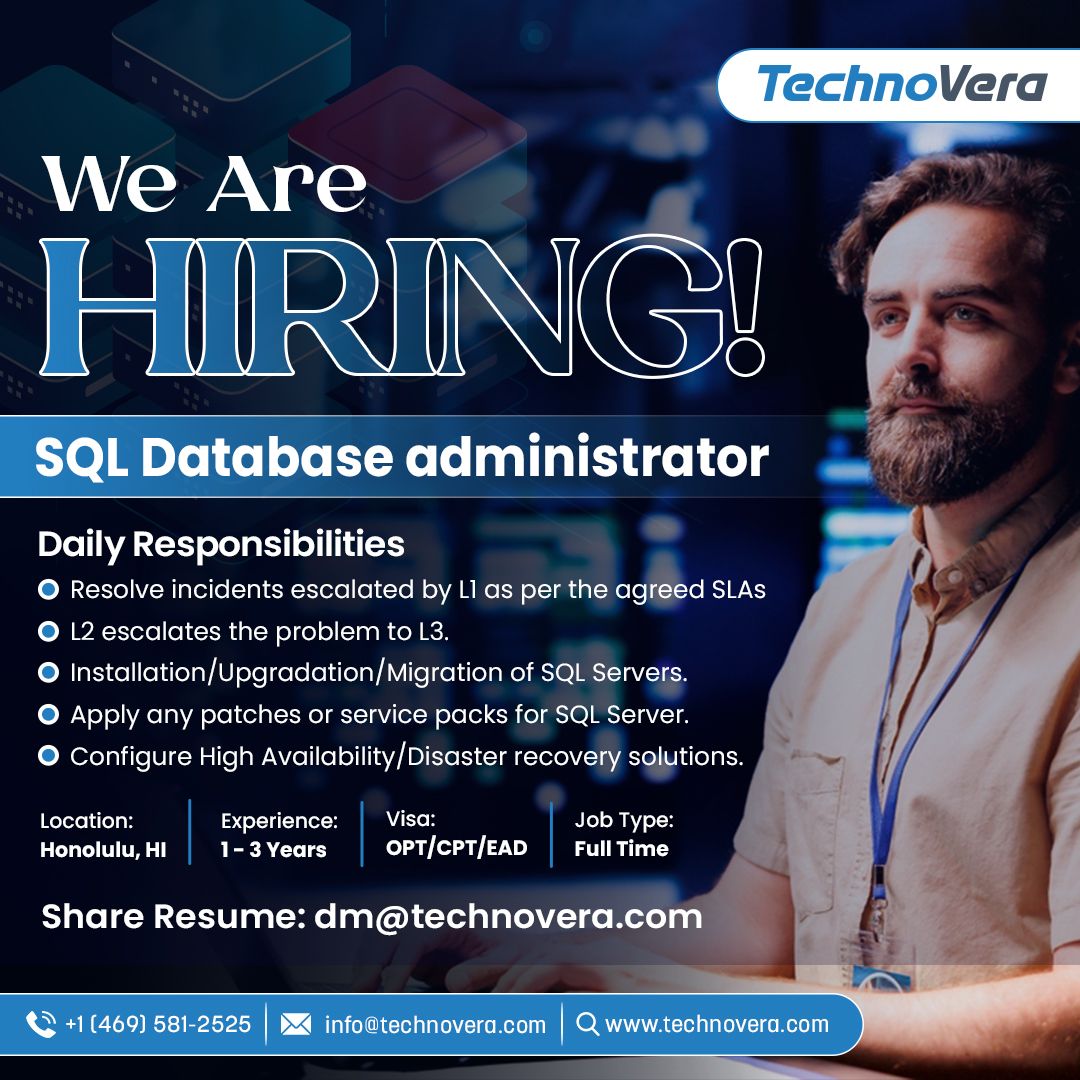 Technovera on LinkedIn: #sqldatabase #sqldatabaseadministrator #sqljobs ... Technovera on LinkedIn: #sqldatabase #sqldatabaseadministrator #sqljobs ...