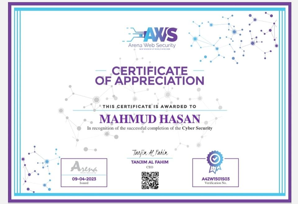 Mahmud Hasan on LinkedIn: My Cyber Security Certificate, Mahmud Hasan on LinkedIn: My Cyber Security Certificate,