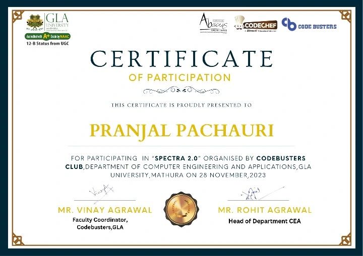 Participated in Spectra 2.0 course at GLA | Pranjal Pachauri posted on ... Participated in Spectra 2.0 course at GLA | Pranjal Pachauri posted on ...