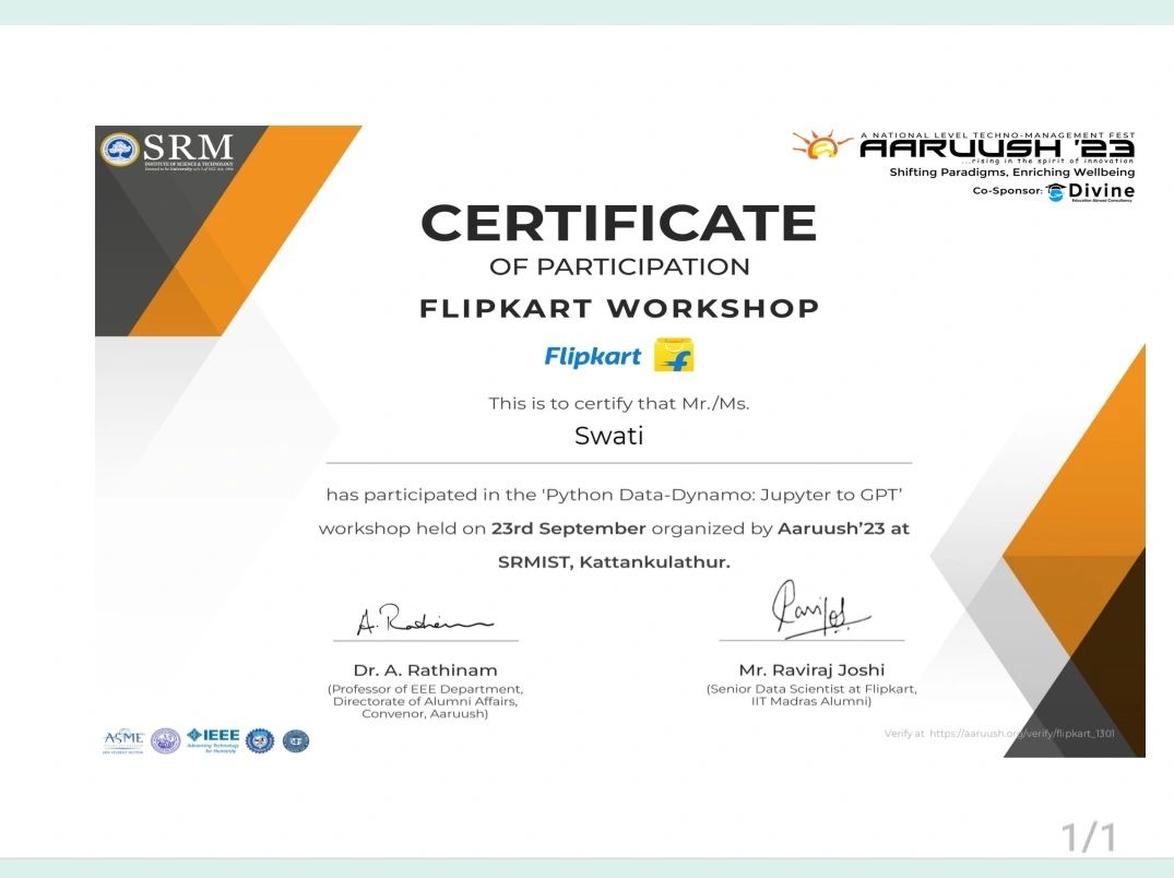 #flipkart #python #srm | Swati Singh #flipkart #python #srm | Swati Singh
