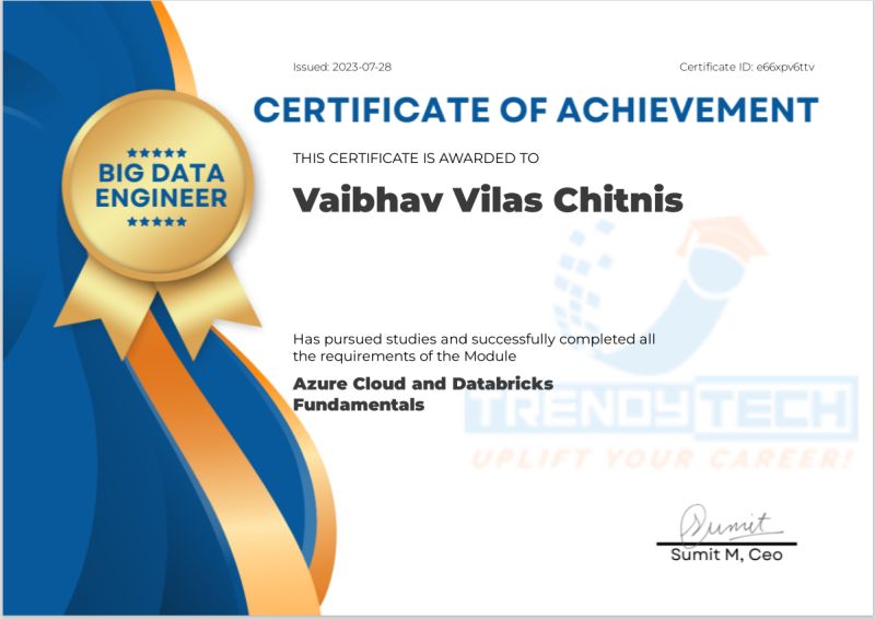 Thankyou TrendyTech and Sumit Mittal for this wonderful Learning ... Thankyou TrendyTech and Sumit Mittal for this wonderful Learning ...