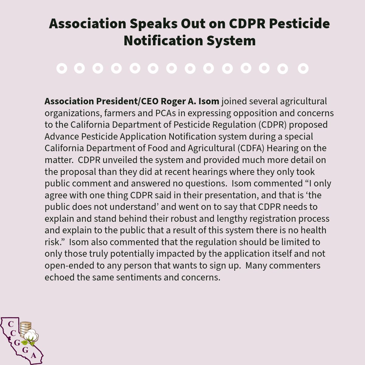 Association Speaks Out on CDPR Pesticide Notification System ... Association Speaks Out on CDPR Pesticide Notification System ...